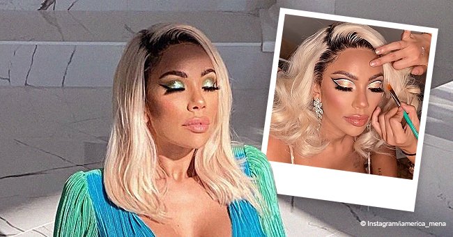Erica Mena Poses in a Blue Two-Piece & Looks Unforgettable in a Blonde ...
