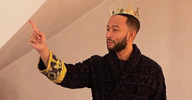 John Legend Looks like a King Posing in a Versace Bathrobe with a Crown ...