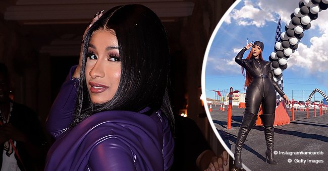 Check Out Cardi B's Slim Figure in a Black Belted Jumpsuit and High ...