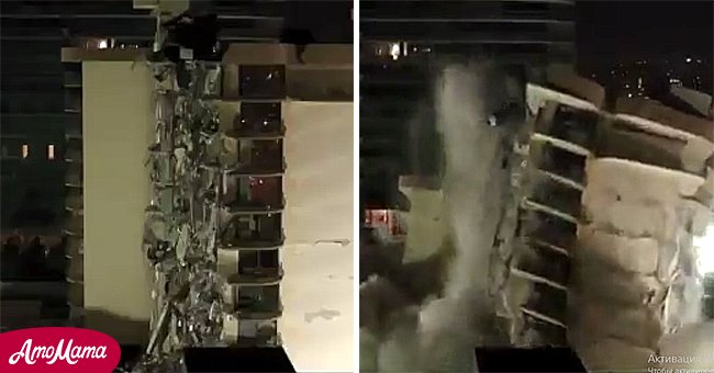 Entre polvo y silencio: video del derribo de los restos del edificio colapsado en Miami