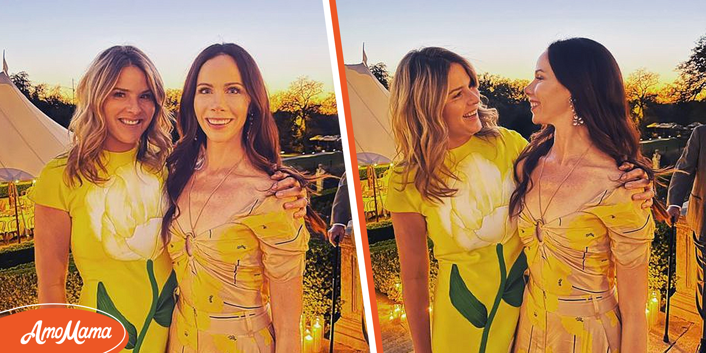 Jenna Bush Hager Twinning with Sister Barbara Bush in Yellow Dresses