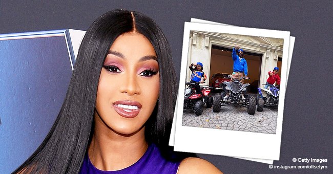 Rapper Offset Shared Cool Photo with His Two Sons Posing on Bikes in ...