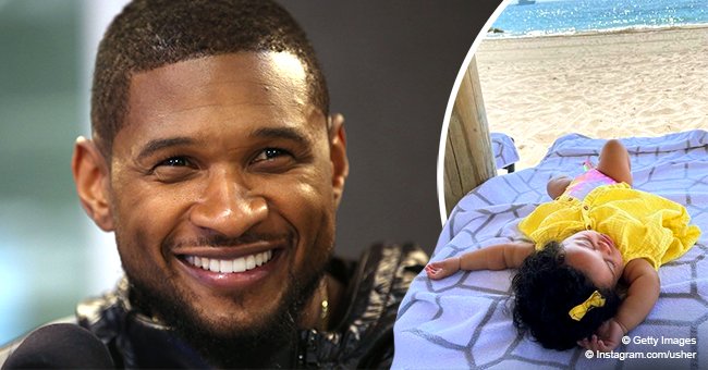 Check Out Usher's Baby Daughter Showing Her Thick Hair & Lounging on ...