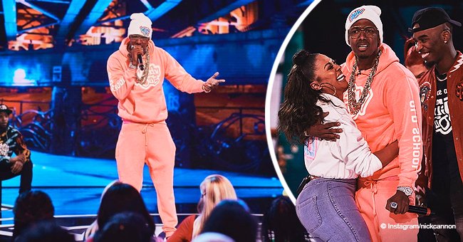 Nick Cannon and La La Anthony Hug on Stage in a Funny Throwback Photo