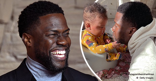 Kevin Hart's Baby Kaori Mai Carefully Examines His Beard as She ...
