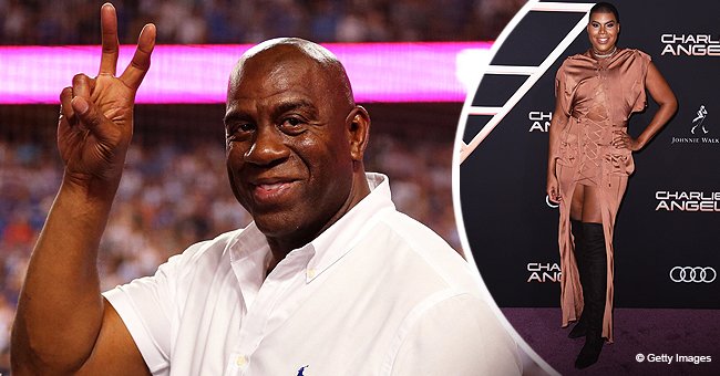 Magic Johnson's Son EJ Flaunts Legs in Laced-Up Rose Gold Dress at ...