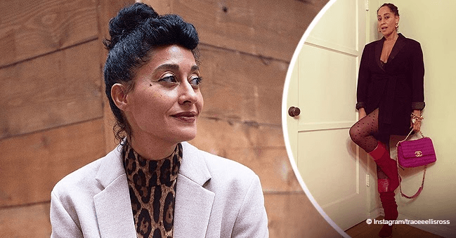 Tracee Ellis Ross from 'Black-ish' Flaunts Legs in Black Tights & Red ...