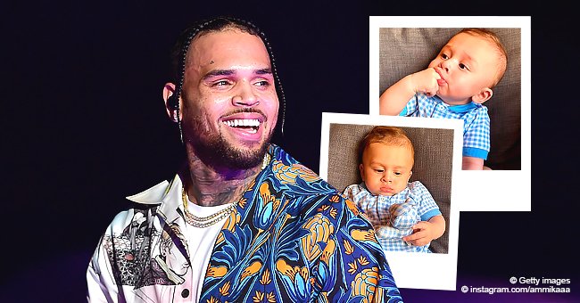 Chris Brown’s Son Aeko Chews His Fingers Wearing Blue Bodysuit in a Photo