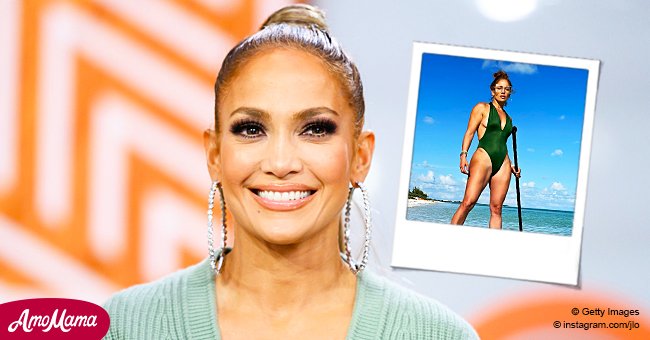 J Lo, 51, Poses in a Green Swimsuit as She Returns to Cold Weather ...
