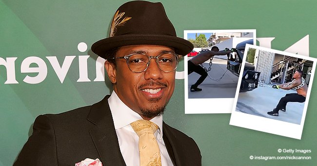 Watch Nick Cannon Show His Strength as He Pushes a Huge Black Van ...