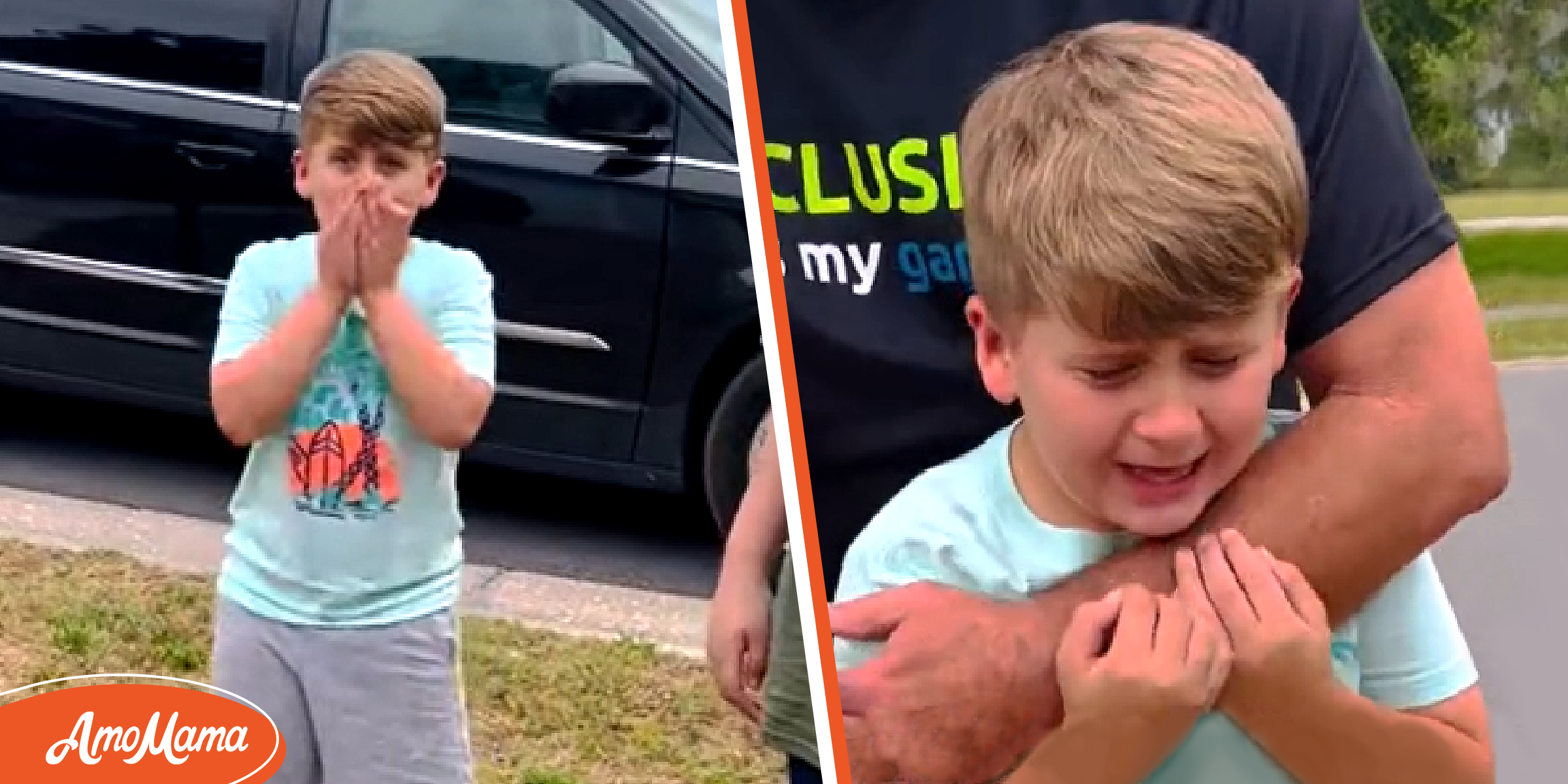 Un garçon sans-abri, qui devait dormir sur le sol d'un garage, pleure ...