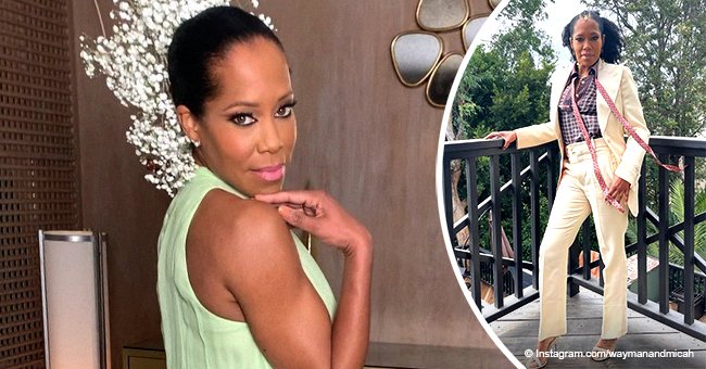 '227' Actress Regina King Dons a White Gucci Suit with a Plaid Shirt ...