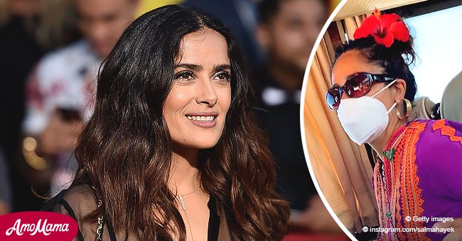 Salma Hayek Shows off Energetic Dance in a Face Mask during Road Trip ...