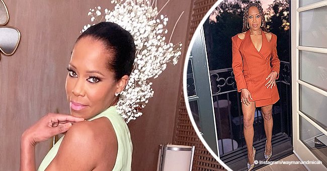 Regina King Turns Heads Flaunting Her Toned Legs in an Orange Mini ...