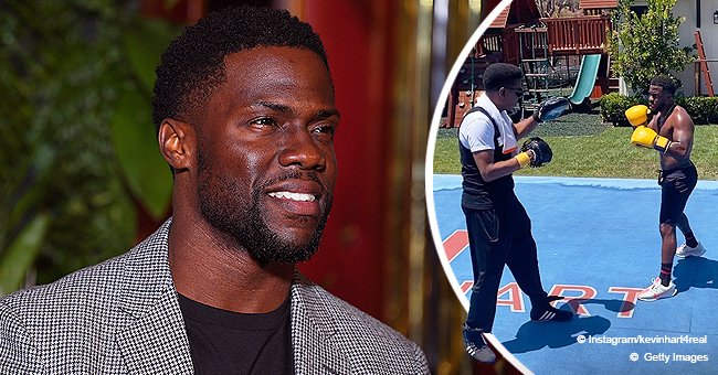 Kevin Hart Works on His Upper Body Strength While Exercising at Home ...