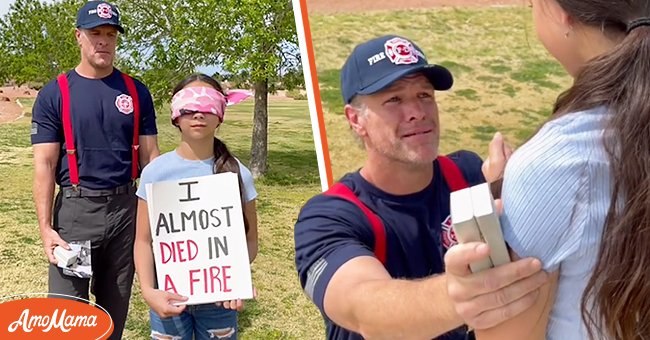 Firefighter Saves Young Orphan, Presents Little Box with Her Parents ...