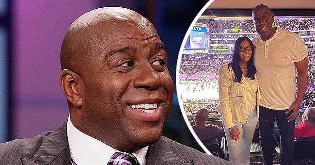 Magic and Cookie Johnson Hang Out at a Lakers Game in Matching White ...